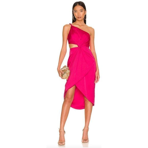 AMUR | Dresses | Amurdeena One Shoulder Dress Inrosie Raspberry Hot ...